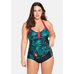 Tankini-Top sheego by Joe Browns "Große Größen" Gr. 40, Cup F, schwarz (schwarz bedruckt) Damen Bikini-Oberteile Ocean Blue