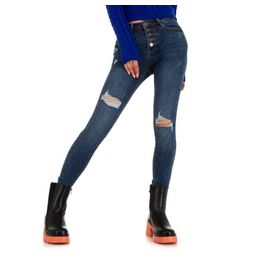 Ital-Design Skinny-fit-Jeans Damen Freizeit Destroyed-Look Stretch Skinny Jeans in Blau