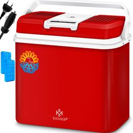 Kesser - 24 Liter Kühlbox kühlt und wärmt Thermo-Elektrische Kühlbox 12 Volt und 230 Volt Mini-Kühlschrank für Auto und Camping Rot - Rot