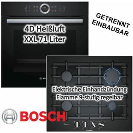 Herdset Bosch Einbaubackofen Serie 8 mit Gas-Kochfeld FlameSelect - autark, 60 cm