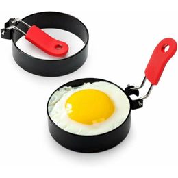 Minkurow - Set mit 2 Spiegelei-Ringen mit verbrühsicherem Griff aus lebensmittelechtem Edelstahl – Antihaft-Form – Frühstücks-Kochwerkzeug – geeignet