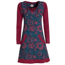 Vishes Jerseykleid Langarm Longshirt-Kleid Sweatkleid Shirt-Kleid Blumen Hippie