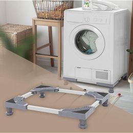 ECD Germany ML-Design Waschmaschinen Untergestell, 55-78 cm, Grau/Silber, aus Metall, Waschmaschinensockel mit 4 gepolsterten Füßen, verstellbare Sockel Höhe