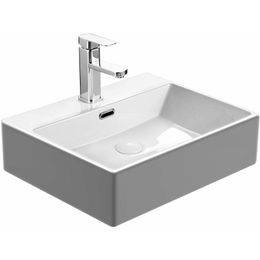 Design Waschbecken aus Keramik - Waschtisch Eckig - Aufsatzwaschbecken Gäste wc - Hängewaschbecken mit Lotus Effekt Nano-Beschichtung - mit Überlauf