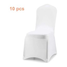 Swanew - 10X Stuhlhussen Universell Stuhlbezug Weiß Stretch Hochzeit Stuhlüberzug Esszimmer Restaurant Pflegeleicht und Langlebig - Weiß