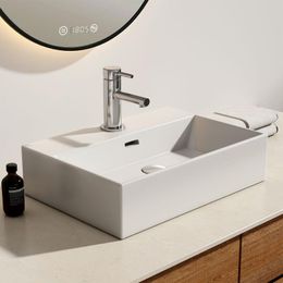Waschbecken Aufsatzwaschbecken Hängewaschbecken für Badezimmer Gäste wc 51.5 x 36.5 x 13 cm Bad Wandwaschbecken Waschtisch Weiß - Emke