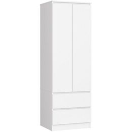 Kleiderschrank Star s | Zweitürig s 60 cm | 2 Schubladen mit Regalen und Einer Kleiderstange | für Kleiderschränke Schlafzimmer | laminierte Platte