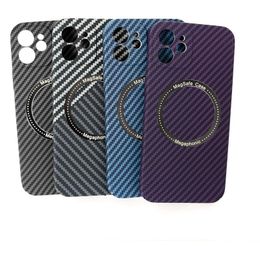Magnetic Carbon Case kompatibel mit iPhone 11 Pro Max MagSafe Handyhülle Bumper Cover Lila