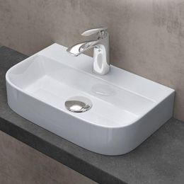 Aufsatzwaschbecken Hängewaschbecken Keramik 380x235x80 mm Gäste-WC weiß glänzend Handwaschbecken Waschschale Waschtisch Brüssel003 - Glänzend weiß