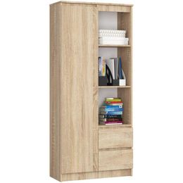 Akord - Büro-Bücherregal clp 80 cm 7 Regale 2 Schubladen und Türen | für Dokumente Bücher für einen Schlafzimmerschrank Bücherregale Laminierte
