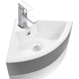 Horow - Waschbecken Waschtisch Badezimmer, Eckwaschbecken Keramik, Mini Waschbecken, Waschbecken Klein Gäste wc, Aufsatzwaschbecken Bad 46 x 32 x