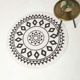 Runder Teppich Lia 90 cm - Baumwollteppich geflochten, schwarz-weiß - Schwarz-Weiß - Homescapes