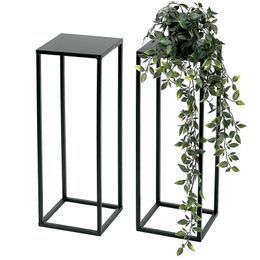 2x DanDiBo Blumenhocker Metall Schwarz 50 cm Blumenständer 96315 s Beistelltisch Blumensäule Modern Pflanzenständer Pflanzenhocker