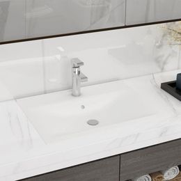 Luxus-Waschbecken,Handwaschbecken,Waschtisch Keramik Rechteckig Weiß mit Hahnloch 60x46 cm JDVN177115 MAISONCHIC