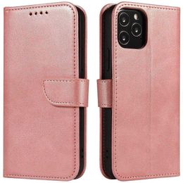 Premium Magnet Case Buch Tasche Schutzhülle aufklappbare Hülle Standfunktion Zubehör kompatibel mit iPhone 13 Rose - Schwarz