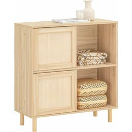 FSB87-N Sideboard mit Schiebetüren Kommode Schrank Küchenschrank Flurschrank Beistellschrank Lowboard TV-Schrank Natur bht ca. 80x87x35cm - sobuy