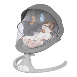 Drillpro - Elektrische Wippe Babyschaukel Hochstuhl 5 Geschwindigkeiten Bluetooth-Musik Farbe grau lavente