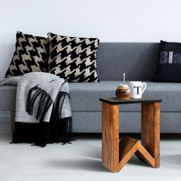Womo-design - Beistelltisch W-Form, 60 cm, Braun, aus Akazienholz, Unikat handgefertigt, verschiedene Buchstaben Formen, Couchtisch Kaffeetisch