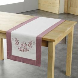 Douceur D'intérieur - Tischläufer, Polyester, Rosa/Weiß, 40 x 140 cm