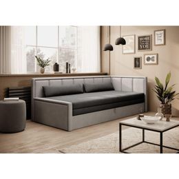 Sofa mit Schlaffunktion und Bettkasten Couch für Wohnzimmer Schlafsofa, Polstersofa Wohnlandschaft mit Bettfunktion - 214x77x82 cm - fulo (Rechts,