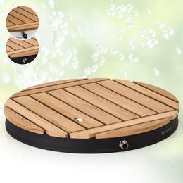 Blumfeldt Mobile Gartendusche, Aussendusche für den Garten, Bodendusche mit 4m Wasserstrahlhöhe, Boden-Gartendusche mit Holz-Optik für Pool & Sauna,