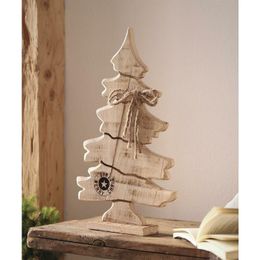 Dekoleidenschaft - Dekofigur Tannenbaum Merry Christmas aus Holz, rustikal, Weihnachtsdeko, Adventsdeko