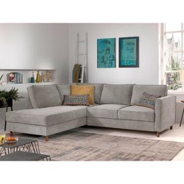 Lisa Design - Jake - ecksofa mit schlaffunktion - 5-sitzer - samt - links - hellgrau