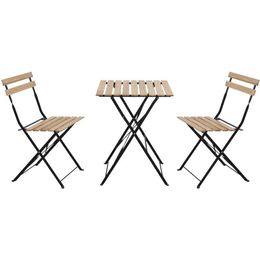 Bistro-Set 3-teilig Tisch mit 2 Stühlen klappbar Balkon Schwarz Metall Holz - SVITA