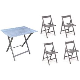 OKAFFAREFATTO - Gartentisch 80x60 mit 4 Stühlen aus grauem Holz