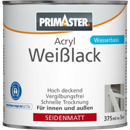 Acryl Weißlack 375ml Weiß Seidenmatt Wetterbeständig Holz & Metall - Primaster