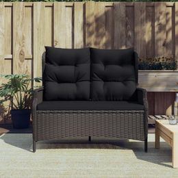 Gartenbank 2-Sitzer Doppelsitzbank/Ruhebank Gartenstuhl mit Kissen Schwarz Poly Rattan XZZZ414009 MAISONCHIC