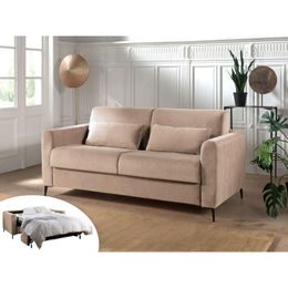 Owen – 3-sitzer sofa mit schlaffunktion – express-öffnung – tägliches schlafen – cordsamt - beige - Beige