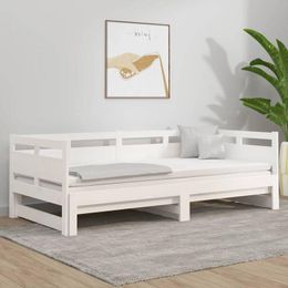 MAISONCHIC Tagesbett Ausziehbar Doppelbett Bett für Schlafzimmer Weiß Massivholz Kiefer 2x(90x200) cm DE30670