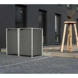 Metall Mülltonnenbox, Mülltonnenverkleidung für 240 l Mülltonnen grau 2er Box - HIDE