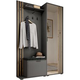 E-meubles - Garderobe mit Spiegel Flurgarderobe Schrank Kompaktgarderobe Dielenschrank Wandschrank Regal Diele & Flur Kleiderschrank Schuhschrank