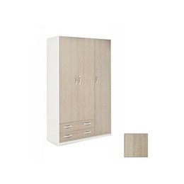 Kleiderschrank mit 3 Türen und 2 Schubladen Weiße Frontbox Ulme Cm 135x52xH 210