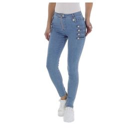 Ital-Design Skinny-fit-Jeans Damen Freizeit Stretch High Waist Jeans in Hellblau