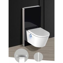 Glasdeals - Sensor-Sanitärmodul für Wand-WC (Schwarzglas) - Schwarzglas