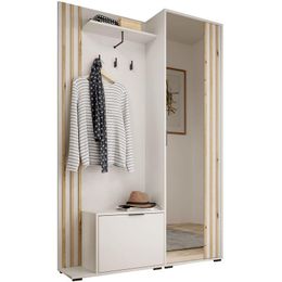 E-meubles - Garderobe mit Spiegel Flurgarderobe Schrank Kompaktgarderobe Dielenschrank Wandschrank Regal Diele & Flur Kleiderschrank Schuhschrank