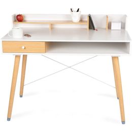 Schreibtisch klein Sekretär aus Holz mit Schublade, Bürotisch kompakt pc Tisch kleiner Raum Computertisch Arbeitstisch für Home Office , 110x55x90