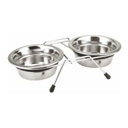 Doppelnapf Edelstahl Silent Diner 700 ml Futter- & Trinknäpfe - Nobby