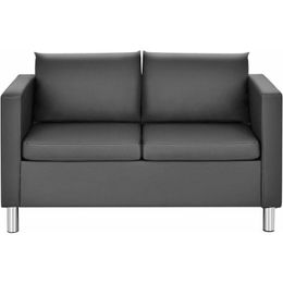 Goplus 2 Sitzer Sofa, 2er Couch mit 2 Kissen, Sofagarnitur Bezug aus Kunstleder, Metallbeine, Innerer Holzrahmen, mit Schaumstoff Gepolstert, mit 120