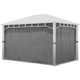 Toolport 4 Seitenteile für Gartenpavillon Sunset Superior 3x4 m - Polyester ca. 180 g/m² - mit Reißverschluss - grau - loft grey