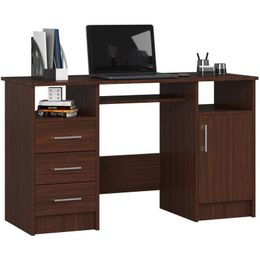 Akord - PC-Schreibtisch Ana mit Tastaturablage | Office Desk | Computertisch | Bürotisch mit Tastaturablage | 3 Schubladen, 1 Ablagefach mit Tür, 2