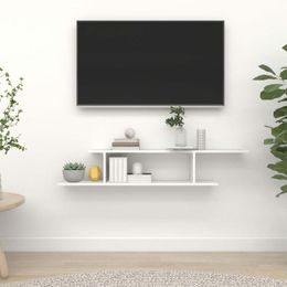 TV-Wandregal,Wandboard,Hängeregal für Wohnzimmer, Schlafzimmer, Flur, Badezimmer Weiß 125x18x23 cm Holzwerkstoff DTHFF3744821 MAISONCHIC