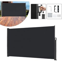 UISEBRT Seitenmarkise Ausziehbar Sichtschutz 160 x 300cm - Markise Seitensichtschutz Windschutz fuer Terrasse, Balkon, Garten (Anthrazit) - Anthrazit