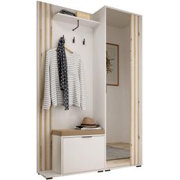 E-meubles - Garderobe mit Spiegel Flurgarderobe Schrank Kompaktgarderobe Dielenschrank Wandschrank Regal Diele & Flur Kleiderschrank Schuhschrank