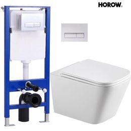 Spülrandlos Hänge wc Komplettpaket mit wc Sitz mit Absenkautomatik aus Keramik - Gäste Wand wc Toiletten mit Einloch-Superspin-Spülung +