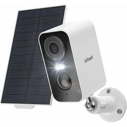 2K Überwachungskamera Aussen Akku Solar, 5200mAh Akku Kamera Überwachung Aussen wlan, PIR-Personenerkennung,10M Nachtsicht, 2-Wege-Audio, Spotlights,