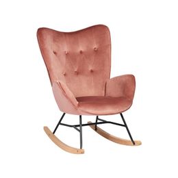 Schaukelsessel Stuhl Freizeit und Erholung Rosa Stoffe für Wohnzimmer Esszimmer Garten Balkon Metall Holzbeine - rosa - Meubles Cosy